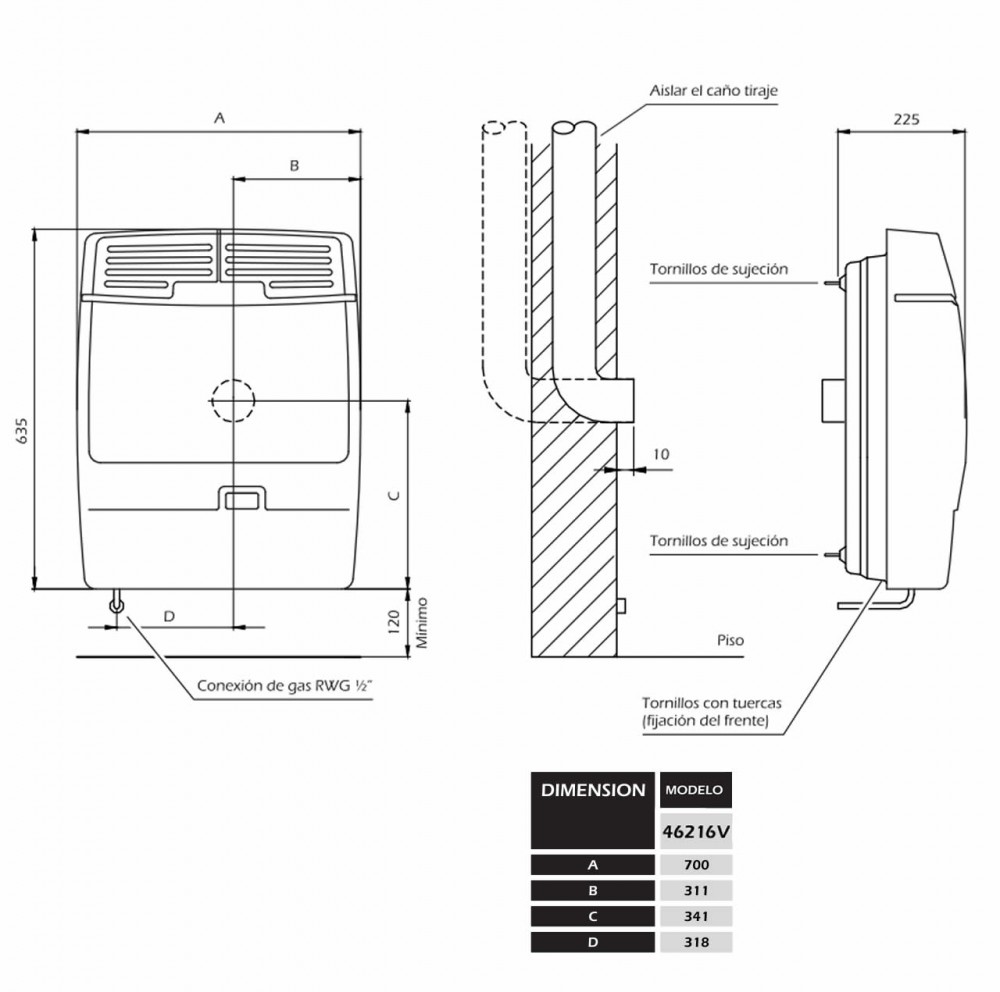 Calefactor Tiro Natural Multigas Volcan 5000 Kcal - Tio Musa